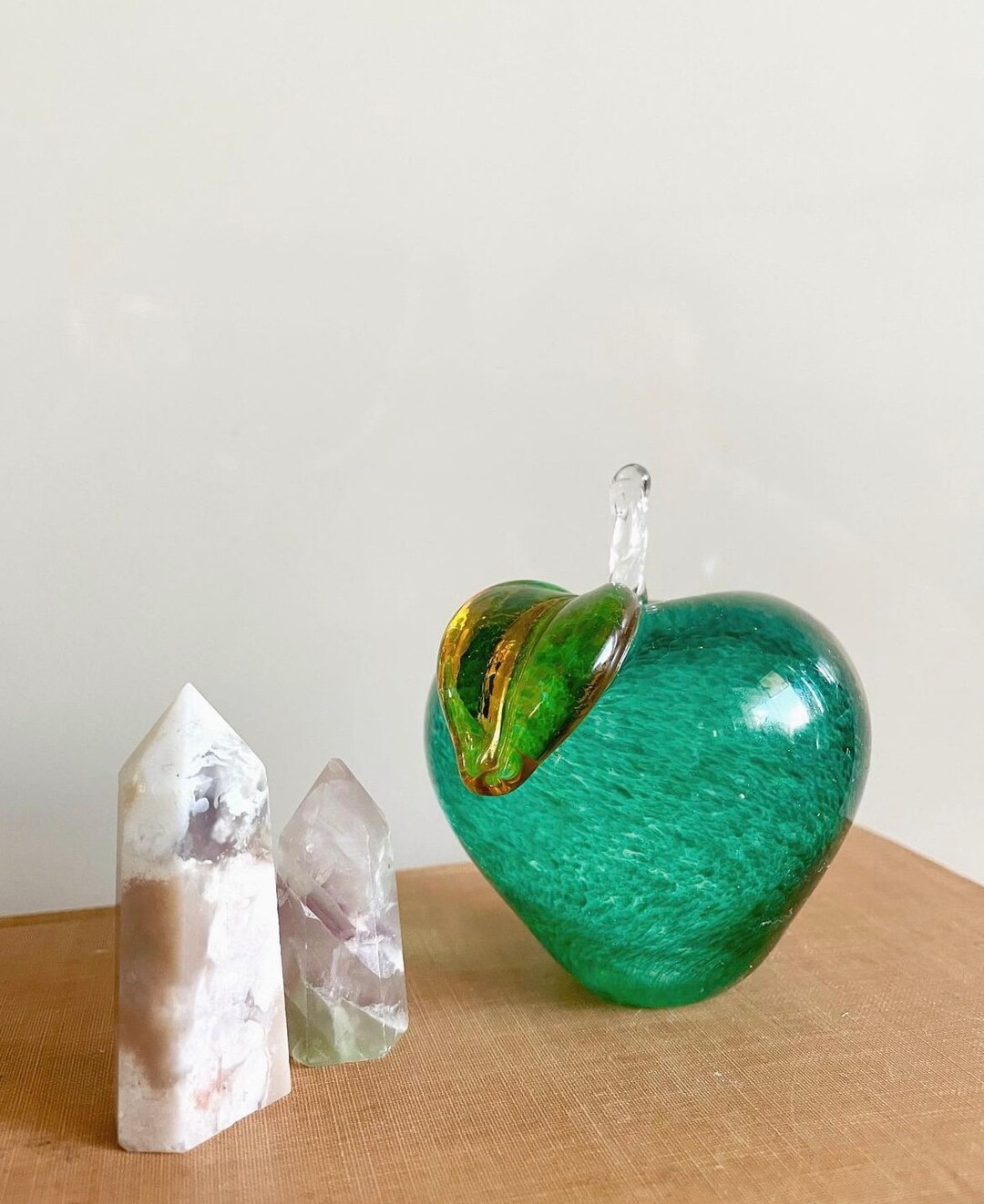 Vintage Heavy Handmade Apple Glass Paperweight / Handblown Green Apple ...