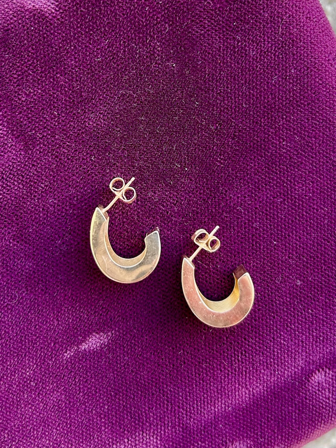 Vintage 14K Gold J-hoops/ Estate 1.7 Grams J- Hoop Style Earrings/ Rare ...