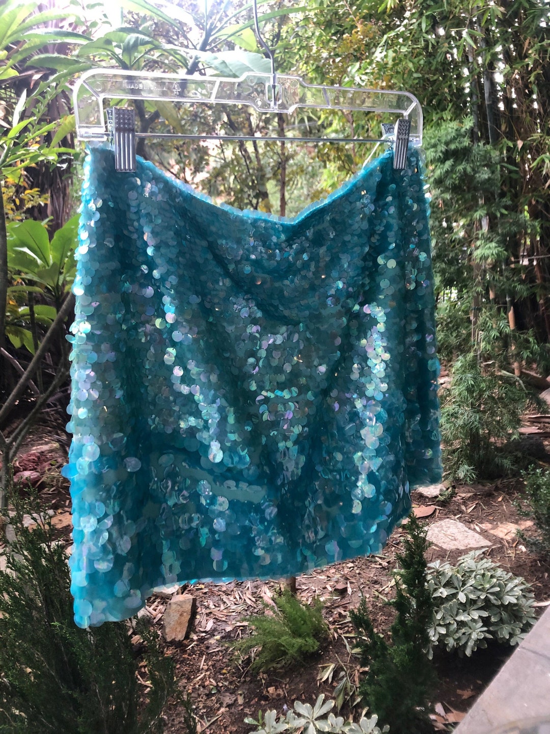 Cache Designer Mermaid Turquoise Sequin Mini Skirt - Etsy