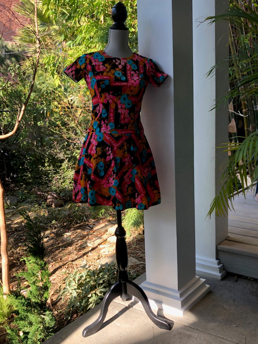 1970's Vintage Hand Made Bright Multi Colored Mini Dress - Etsy