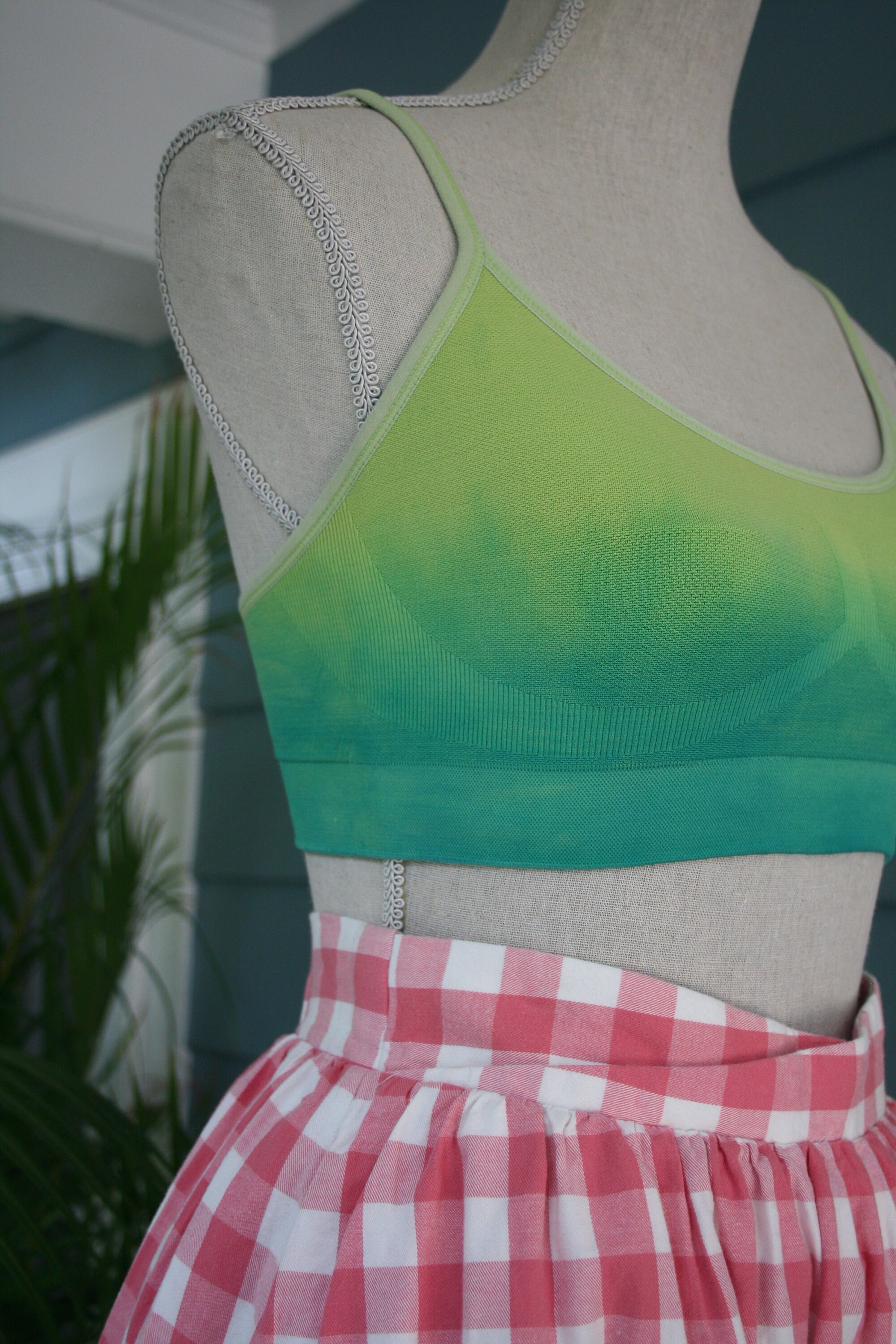 Vintage Green Ombré Midriff Sport Bra Top - Etsy
