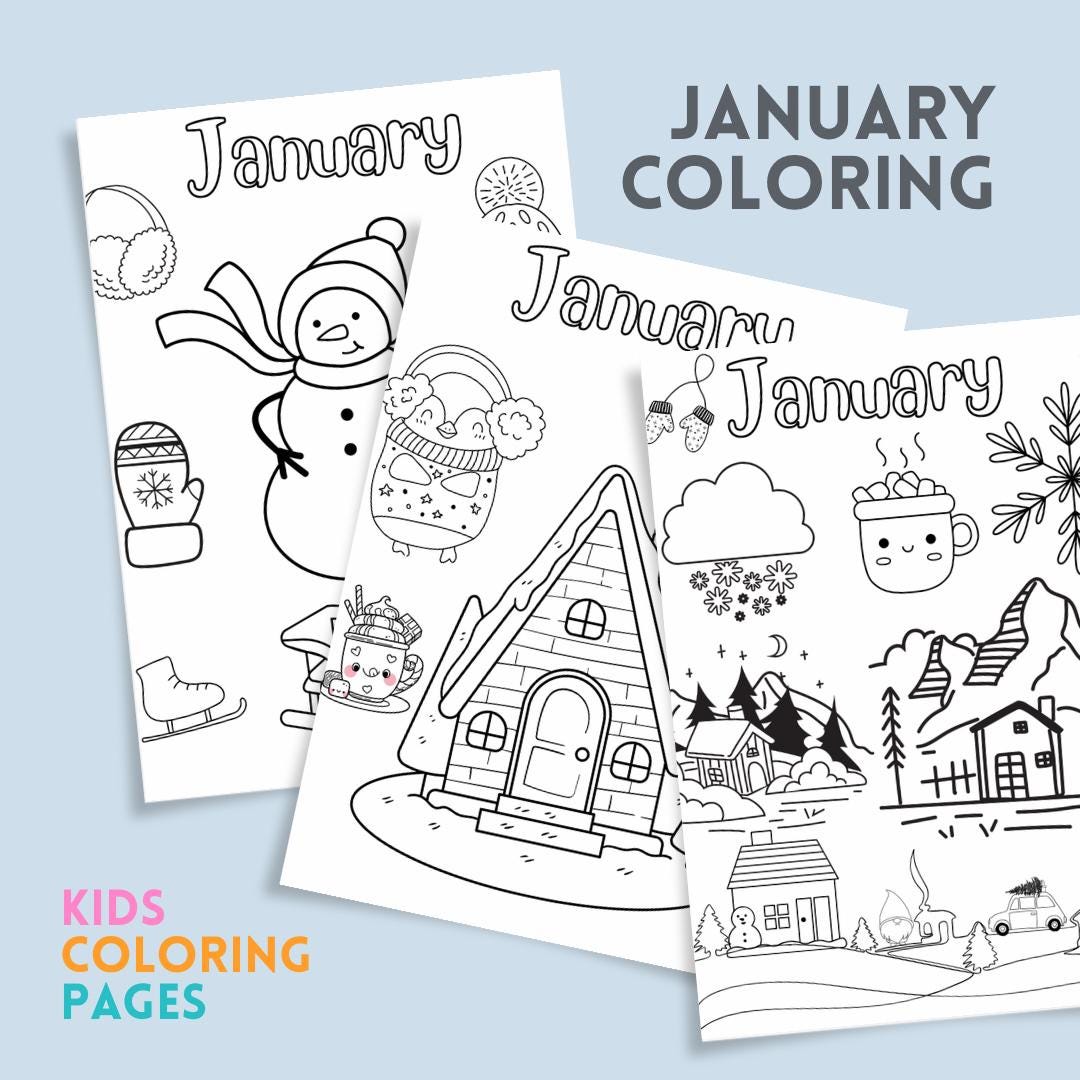 Winter Fun Kids Coloring Pack | January Bundle | Snowman Winter Theme ...