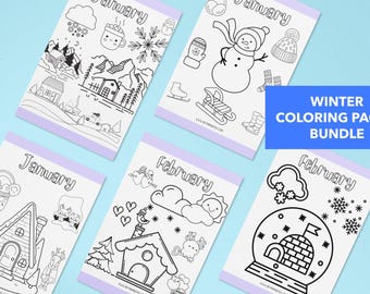 Winter Fun Kids Coloring Pack | January Bundle | Snowman Winter Theme ...