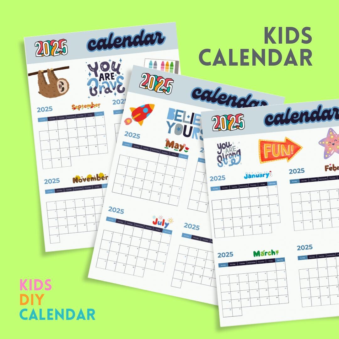 2025 Kids Digital Calendar | Printable Calendar for Children ...