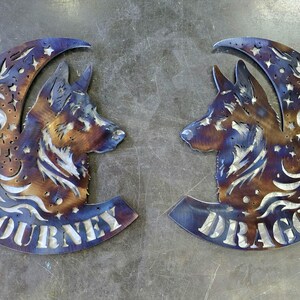 German Shepherd 'on the Moon' Metal Art, Personalized (with Backing, 12 ...