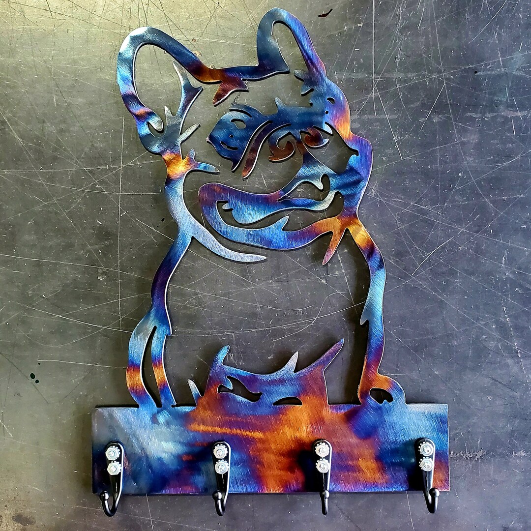Custom French Bulldog Wall Hanger With Hooks Metal Art Wall Art Home ...
