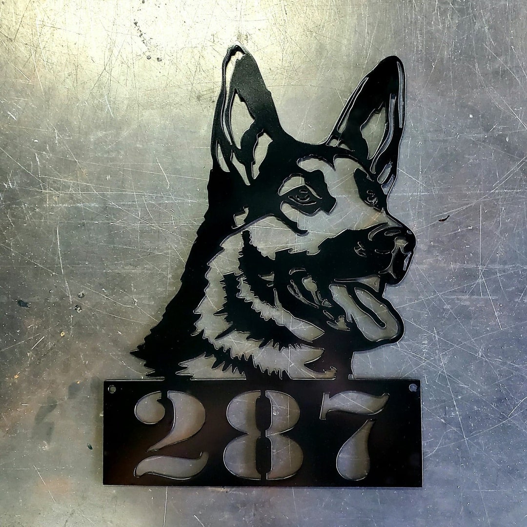 German Shepherd Metal Art #1 Address or Name Sign | Custom Metal ...