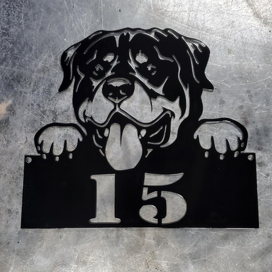 Rottweiler #1 Metal Art, Personalized (12") | Custom Metal Address Sign ...
