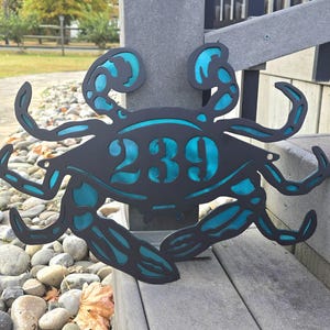 Personalized Blue Crab Metal Sign | Custom Name & Address Sign ...
