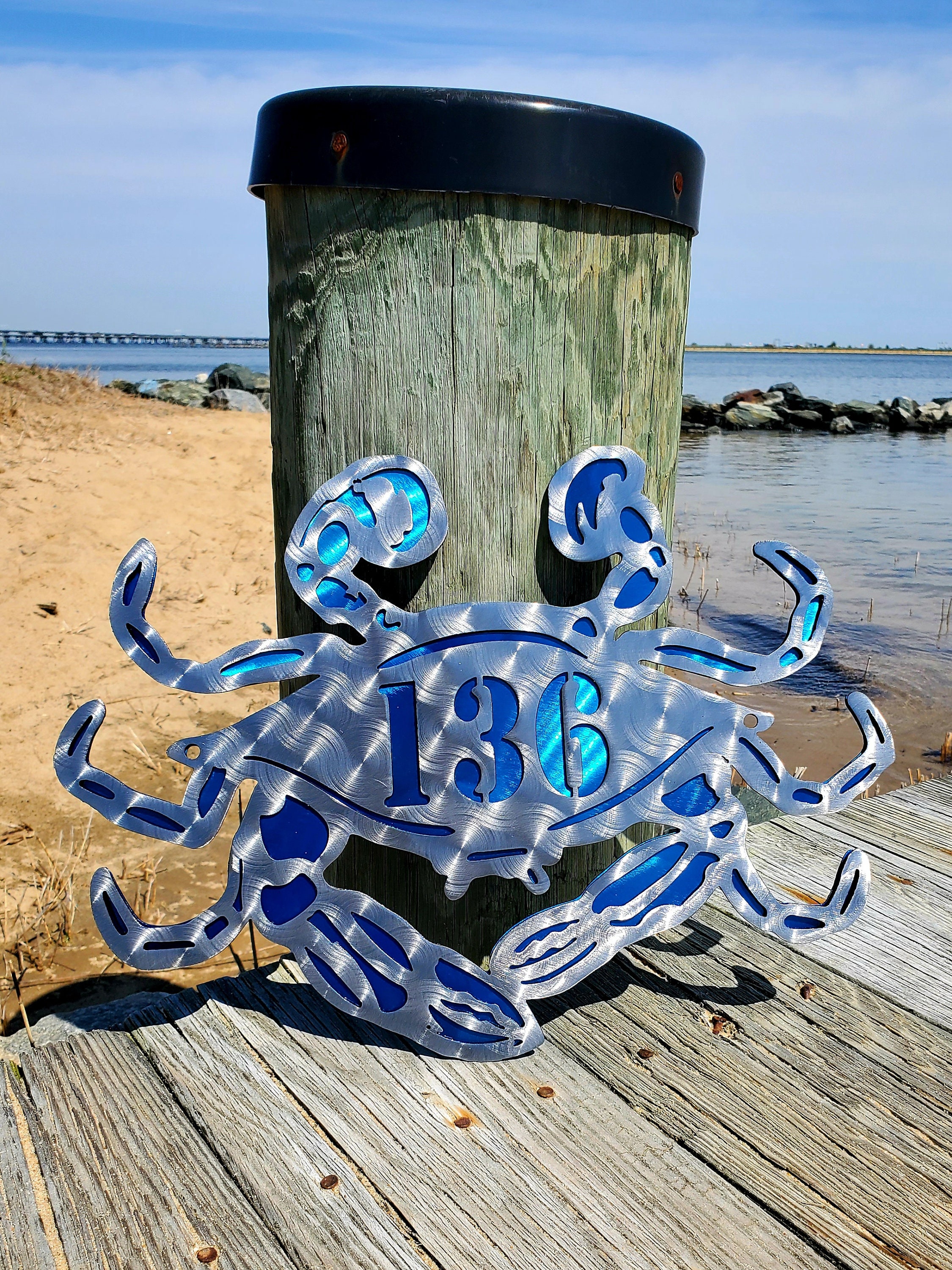 Personalized Blue Crab Metal Sign | Custom Name & Address Sign ...