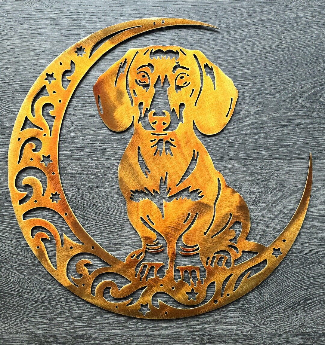 Dachshund 'on the Moon' Metal Art (standard, 12") | Custom Dog Wall Art ...