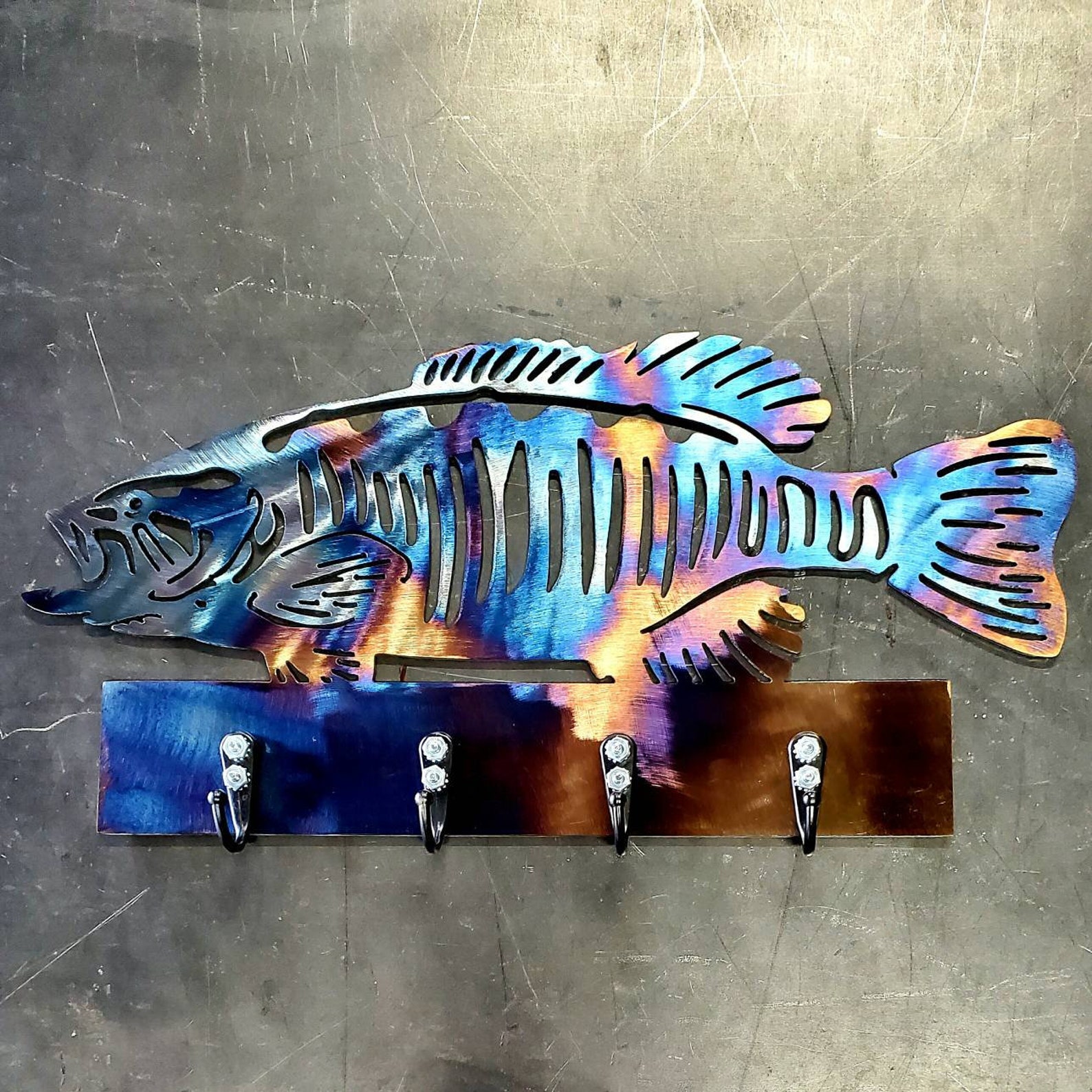 Custom Bass Metal Art With Hooks Key Hanger Metal Art - Etsy