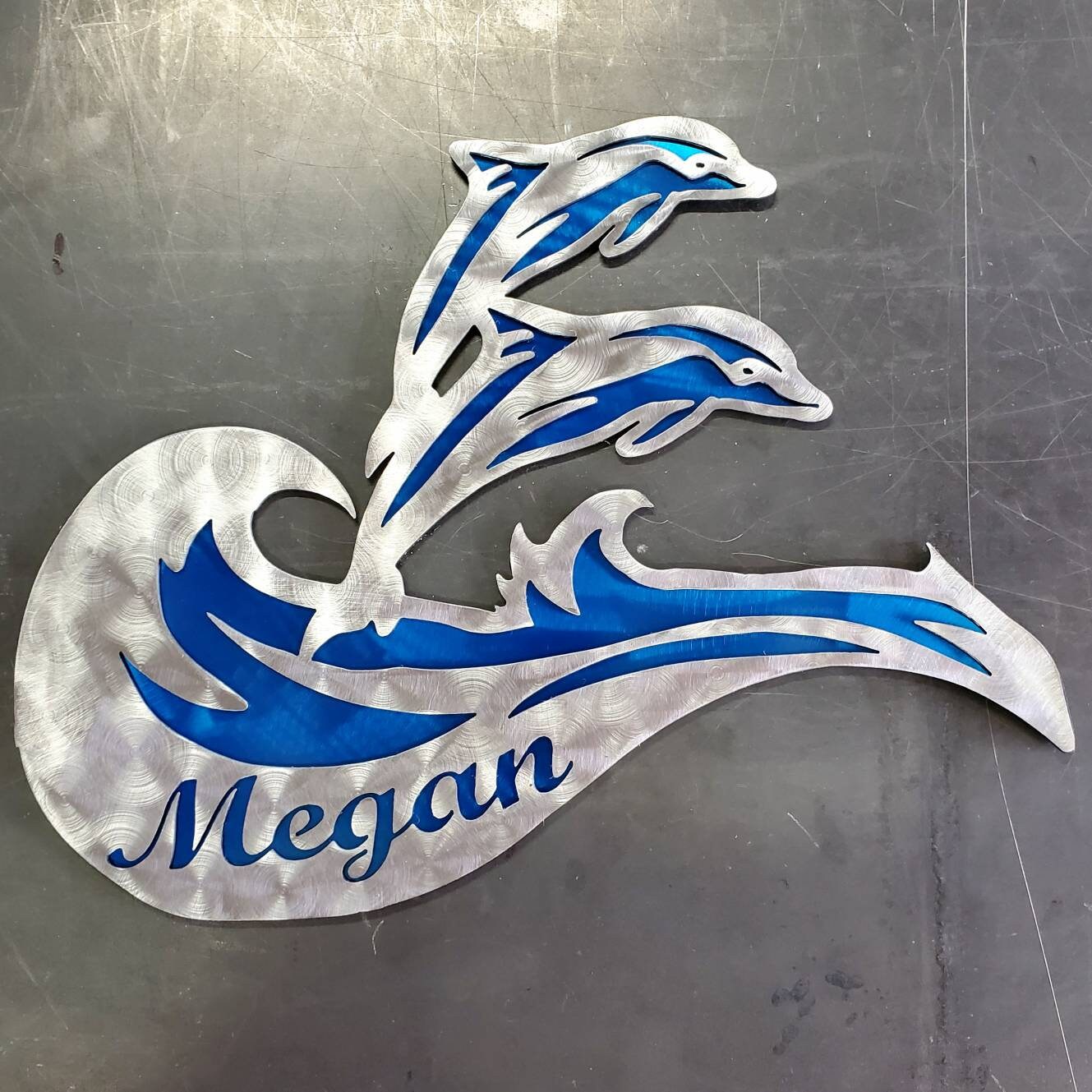 Custom Layered Dolphin Metal Art Customizable Family Name | Etsy