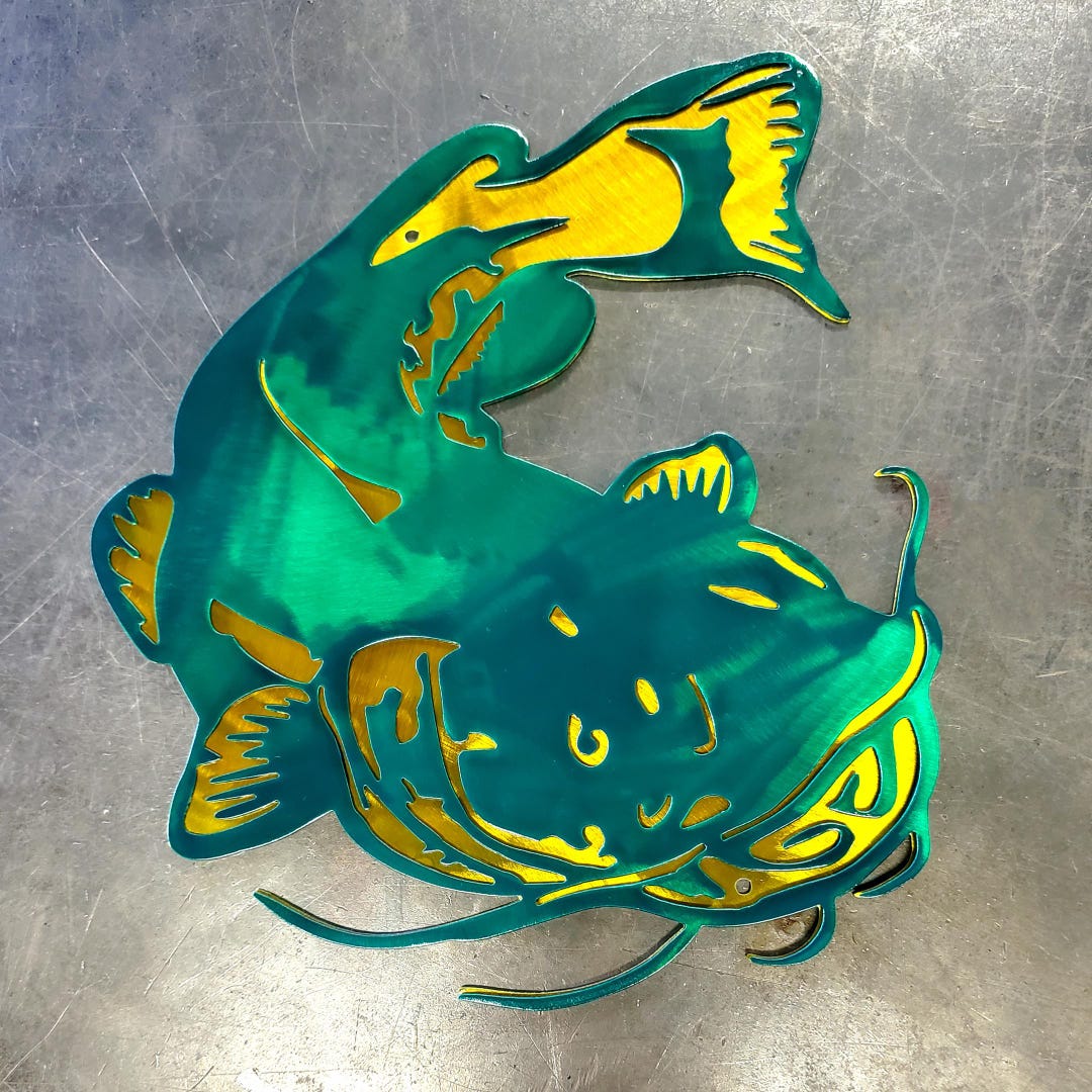 Catfish Metal Art (12") | Metal Wall Art | Fishing Decor for Cabin or ...
