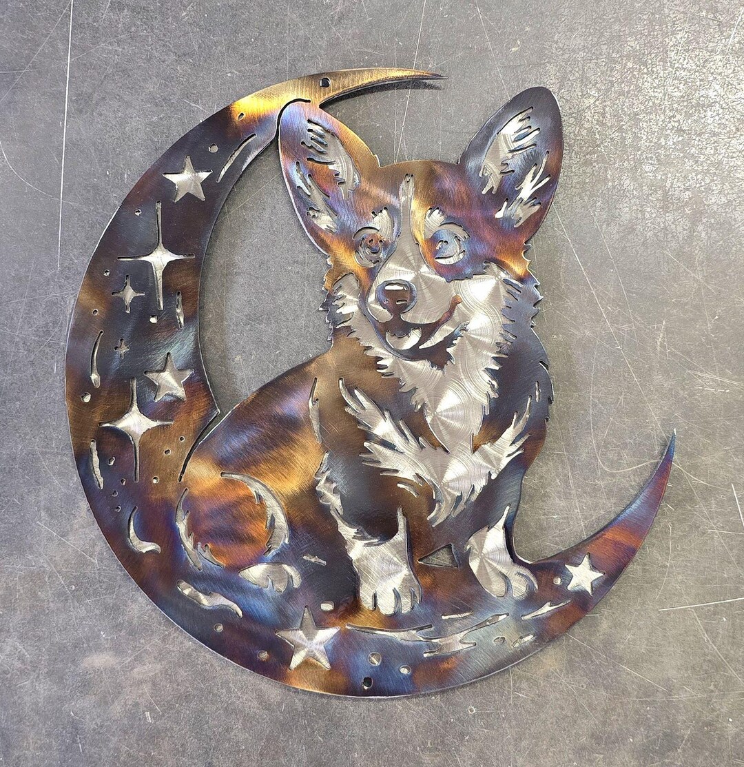 Corgi 'on the Moon' #2 Metal Art (with Backing, 12") | Custom Dog Wall ...