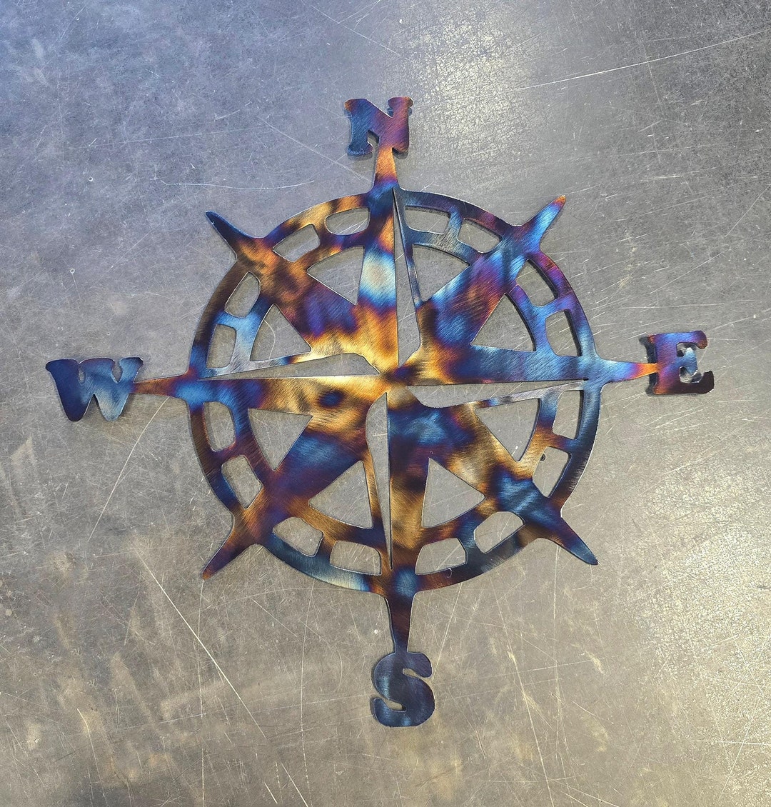 Compass Metal Art (12") | Metal Wall Art | Nautical Beach House Decor ...