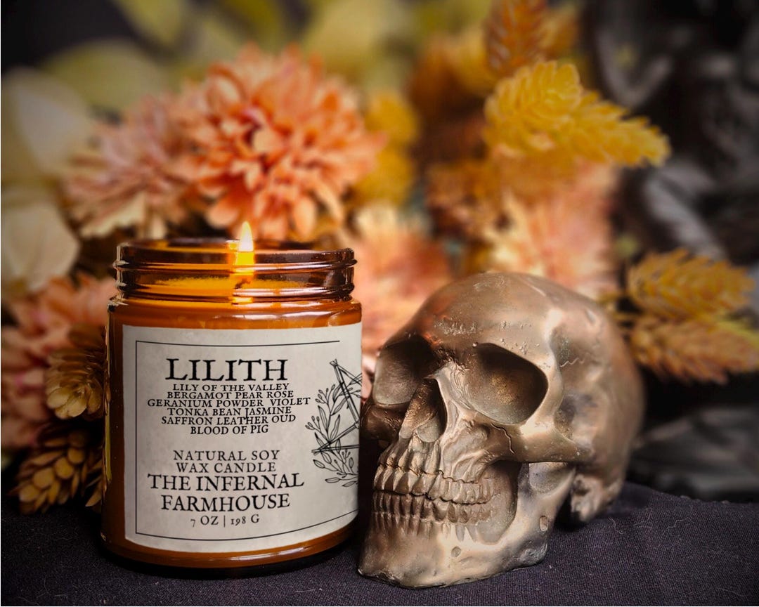 Lilith | Natural Soy Wax and PIG'S BLOOD Candle | Satanic Farmhouse - Etsy