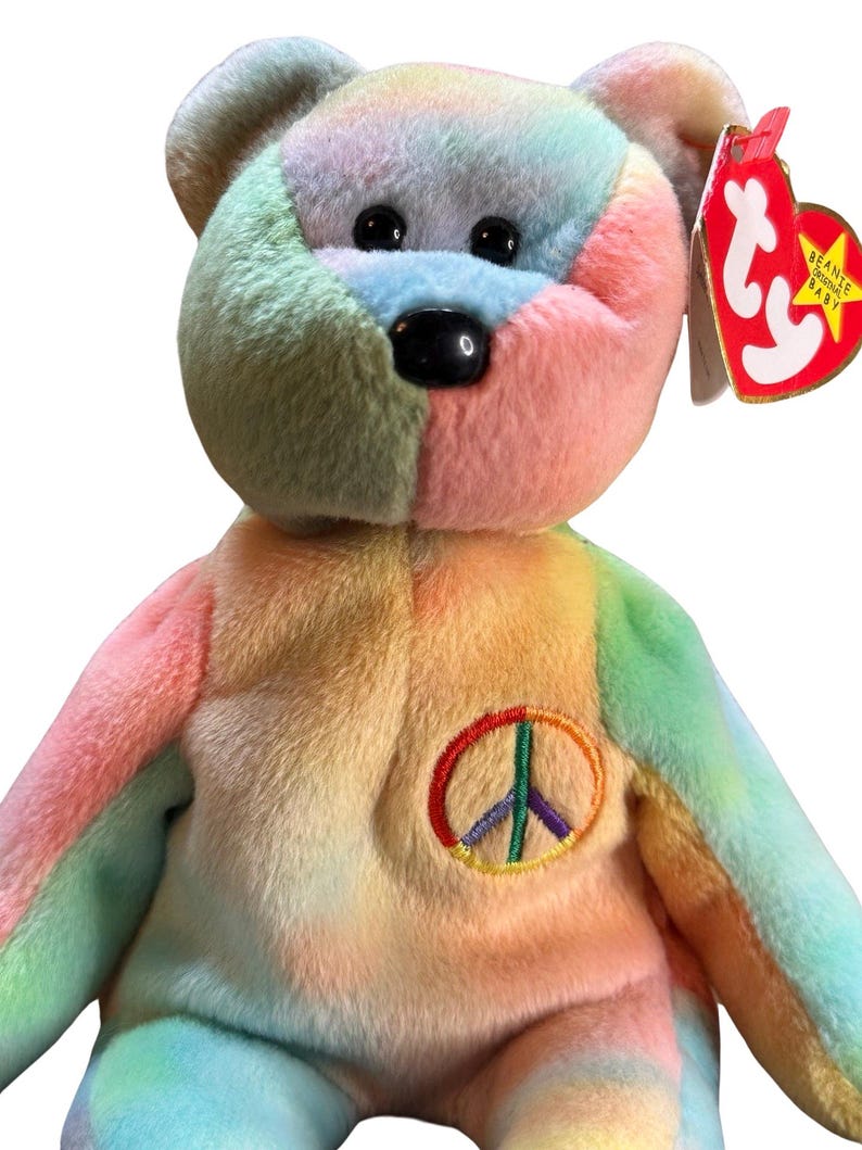 Rare 1996 Original Ty Peace Bear With Errors and Different Color Ears ...