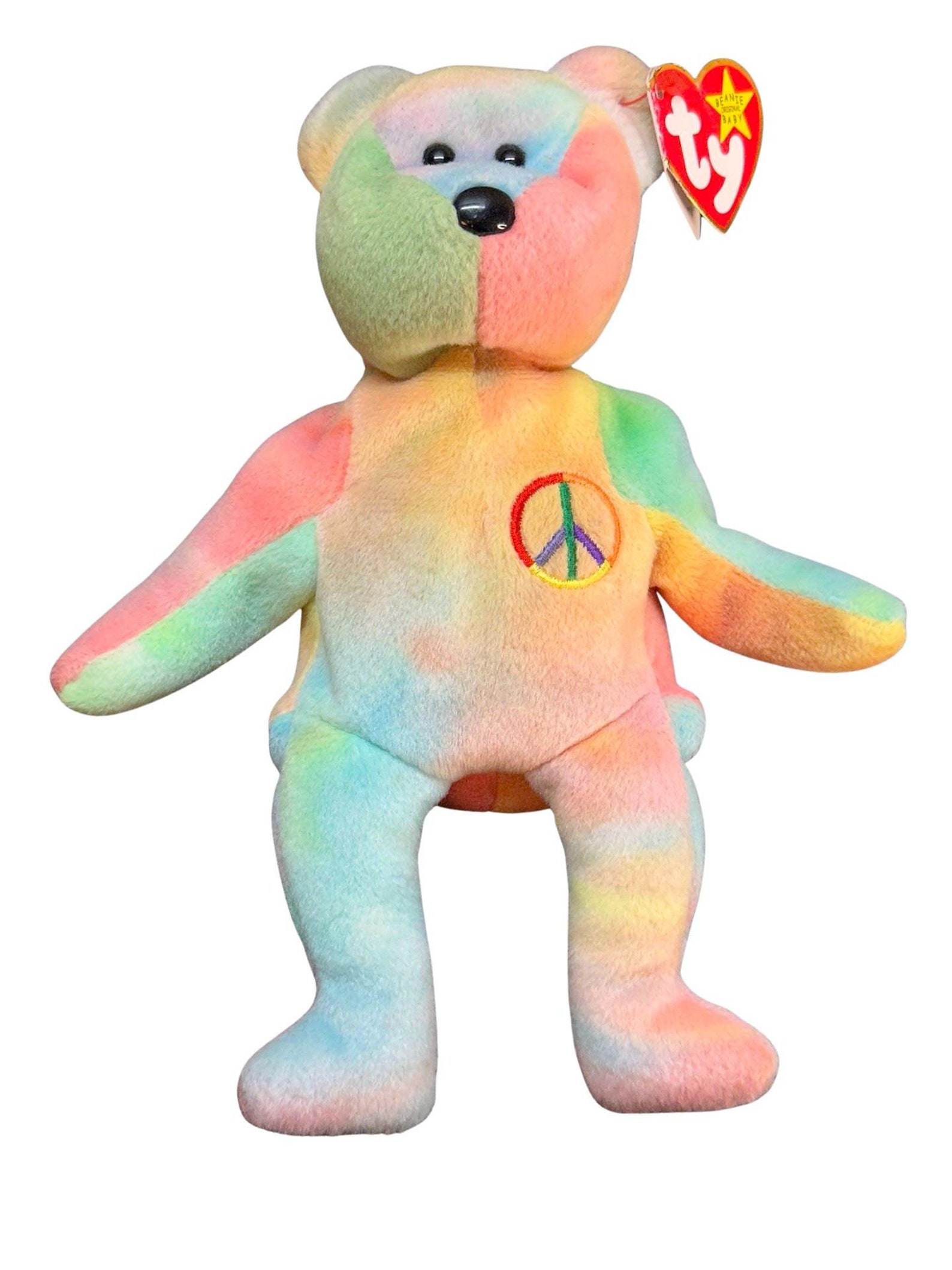Rare 1996 Original Ty Peace Bear With Errors and Different Color Ears ...