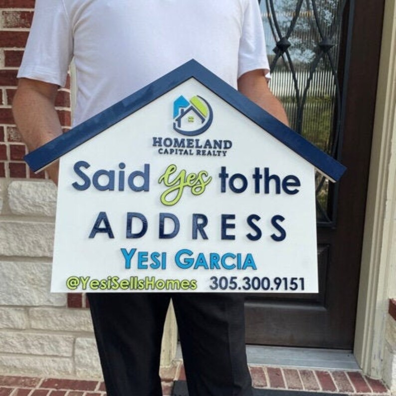 Yes to the Address Sign Realtor Closing Sign House Shape - Etsy
