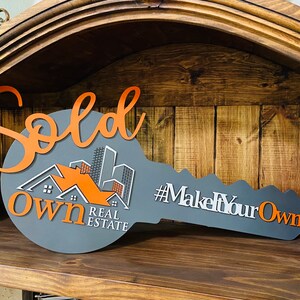 Realtor Sold Key Sign, Key Shape Sold Sign, Realtor Key Photo Prop, New ...