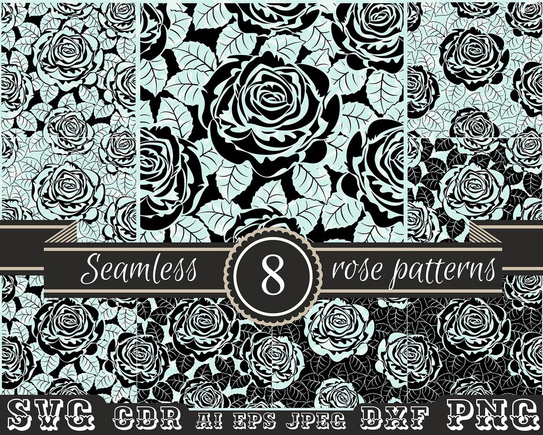 Seamless Rose Pattern Svg, Transparent Background PNG, Floral Pattern ...
