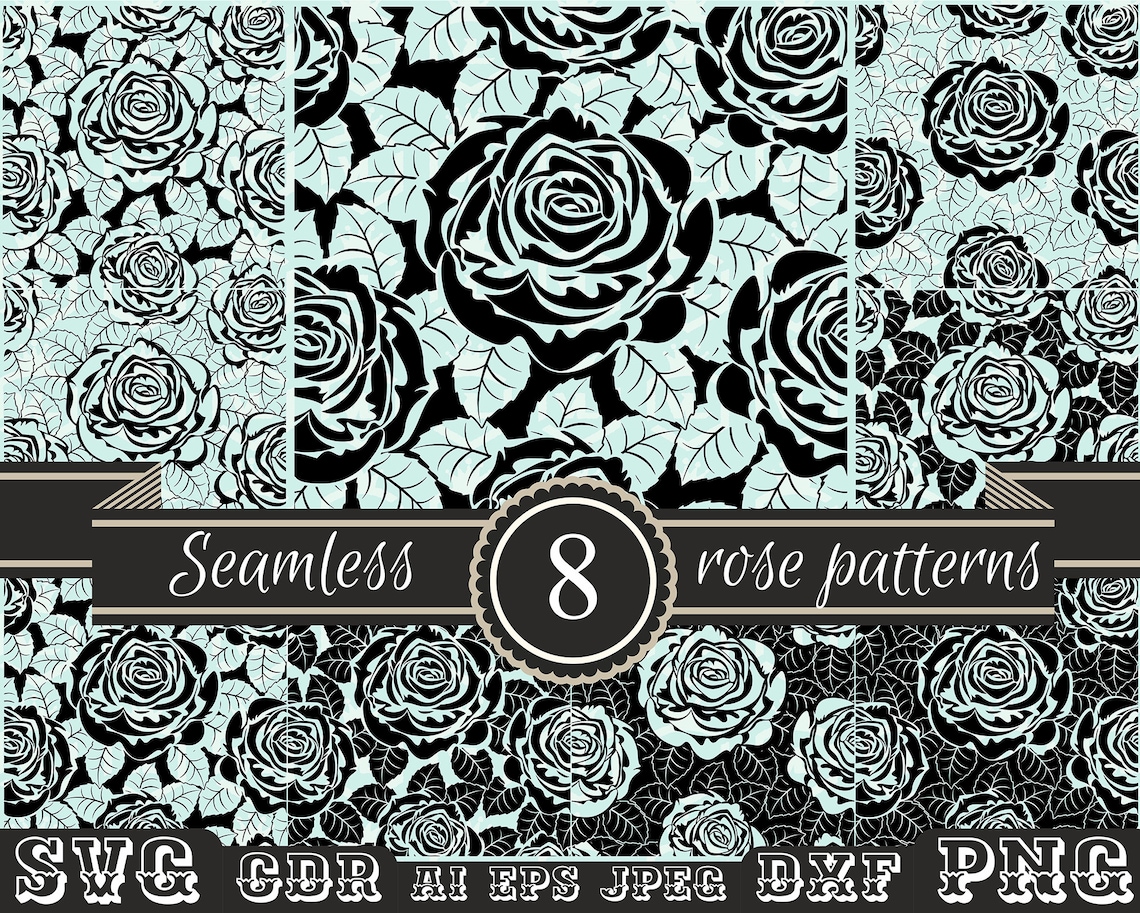 Seamless Rose Pattern Svg Transparent Background PNG Floral - Etsy