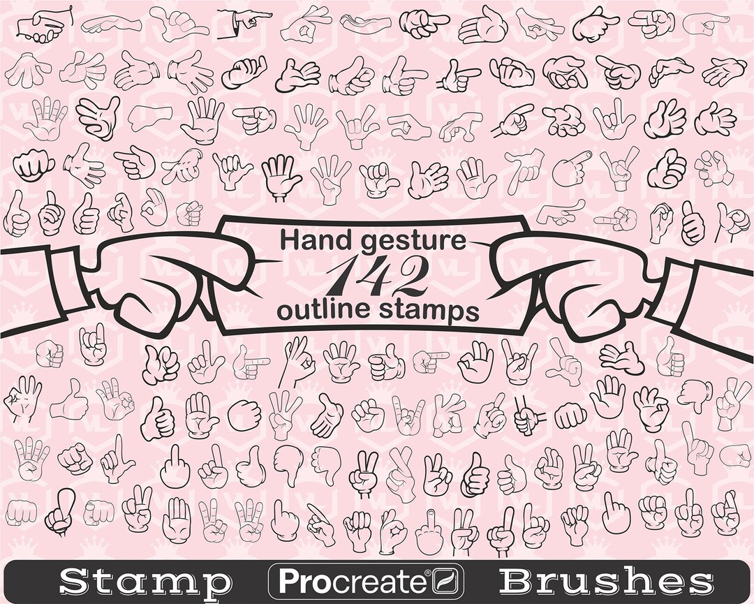 Cartoon Hands Procreate Stamp Brushes, Hand Procreate Stamps, Procreate ...