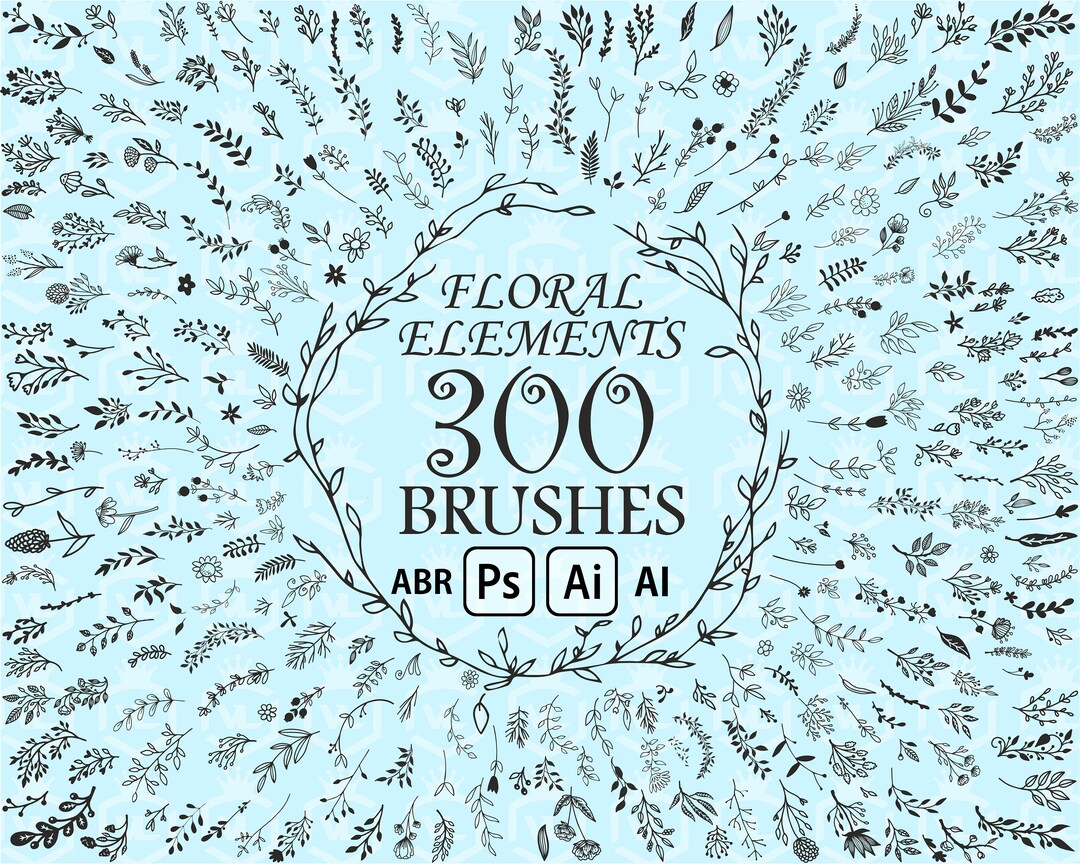 Hand Drawn Floral Elements, Brushes for Photoshop and Illustrator ...