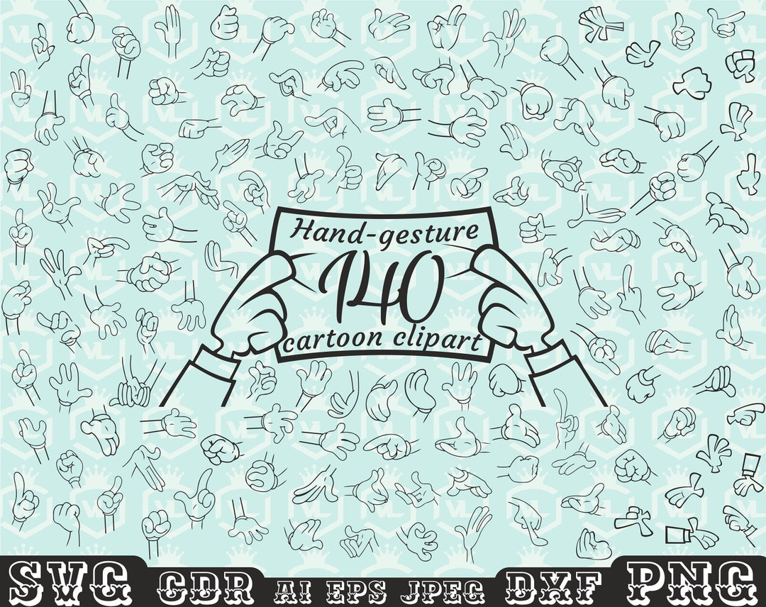 Outline Hand Gesture Clipart, Doodle Hand Drawn Cartoon Hand, SVG PNG ...