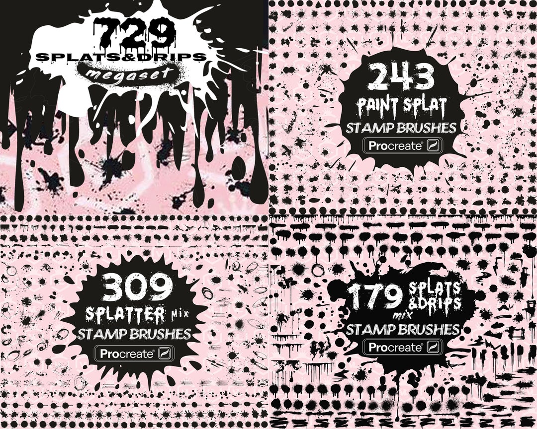 Paint Splats and Drips Procreate Stamp Brushes, Ink Splash Procreate ...