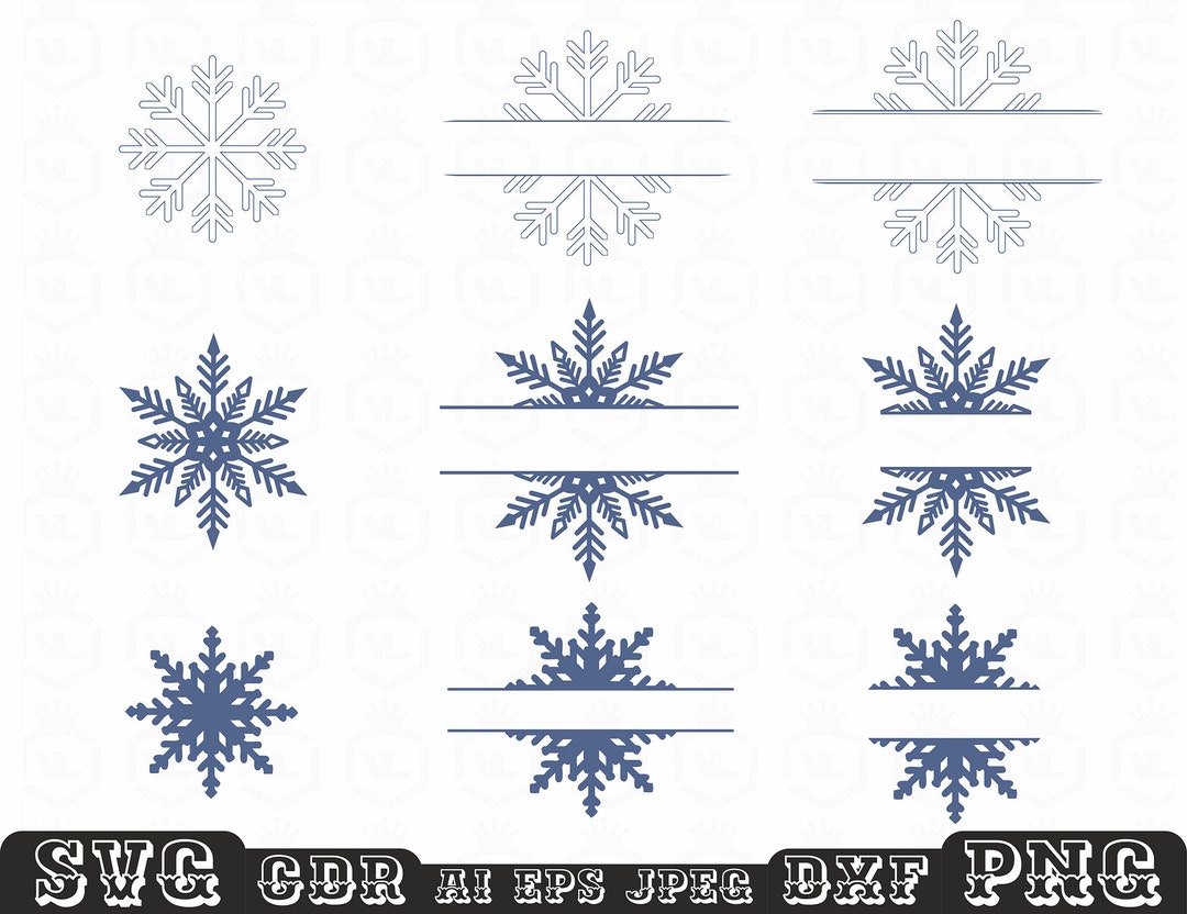 Snowflake Clipart SVG and PNG 9 Designs, Christmas and Winter Holidays ...