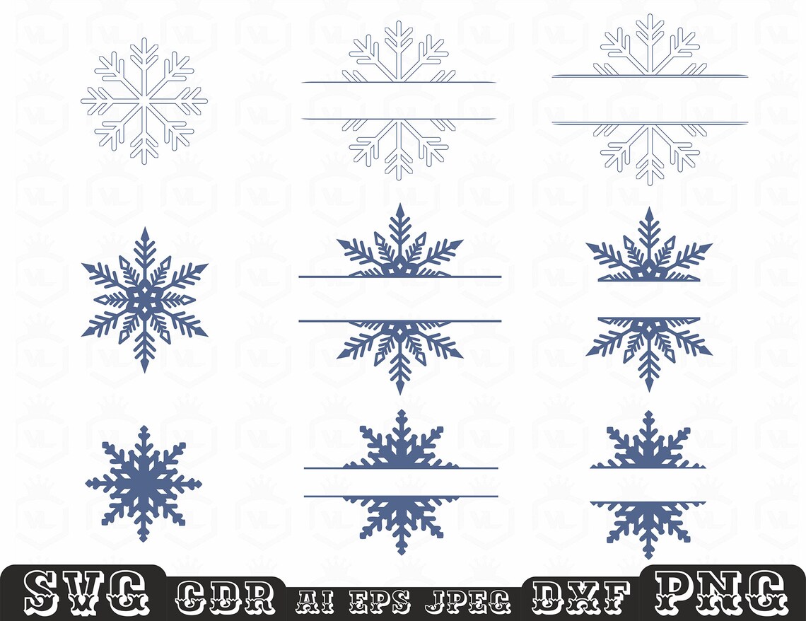 Snowflake Clipart SVG and PNG 9 Designs, Christmas and Winter Holidays ...
