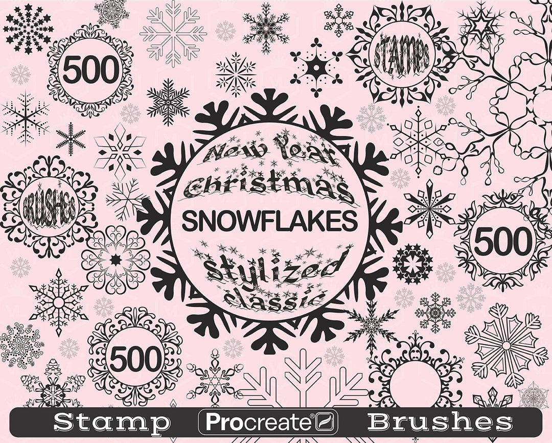 Snowflake Procreate Stamp Brushes, Winter Holiday Procreate Stamps ...