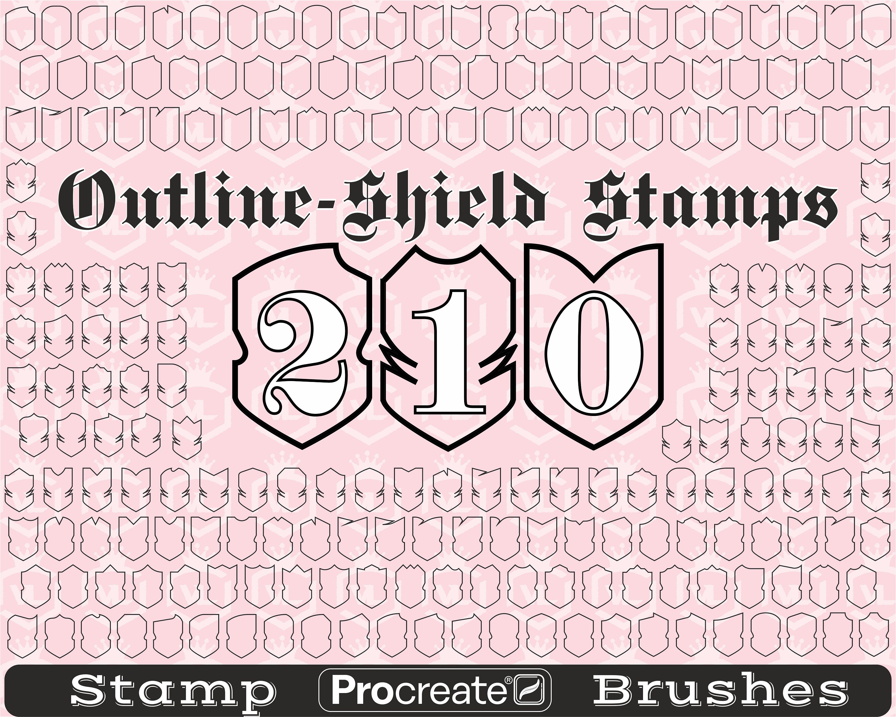 Outline Shield Stamp Brushes Military Logo Procreate Stamps - Etsy