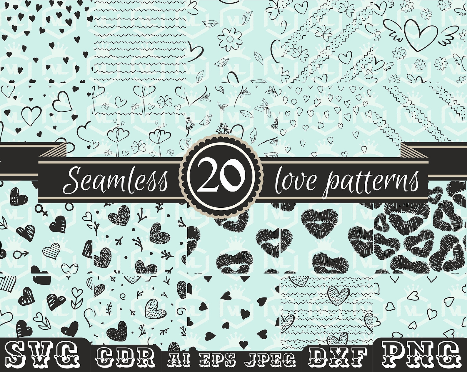 Heart Seamless Pattern SVG Bundle Heart Background Svg Heart - Etsy