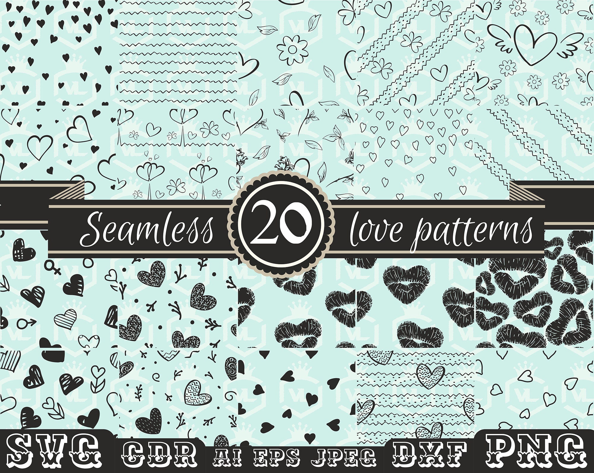 Heart Seamless Pattern SVG Bundle Heart Background Svg Heart - Etsy