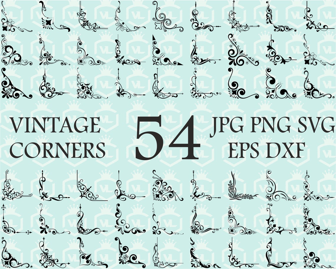 54 Vintage Frame Corner Clip Art | Etsy