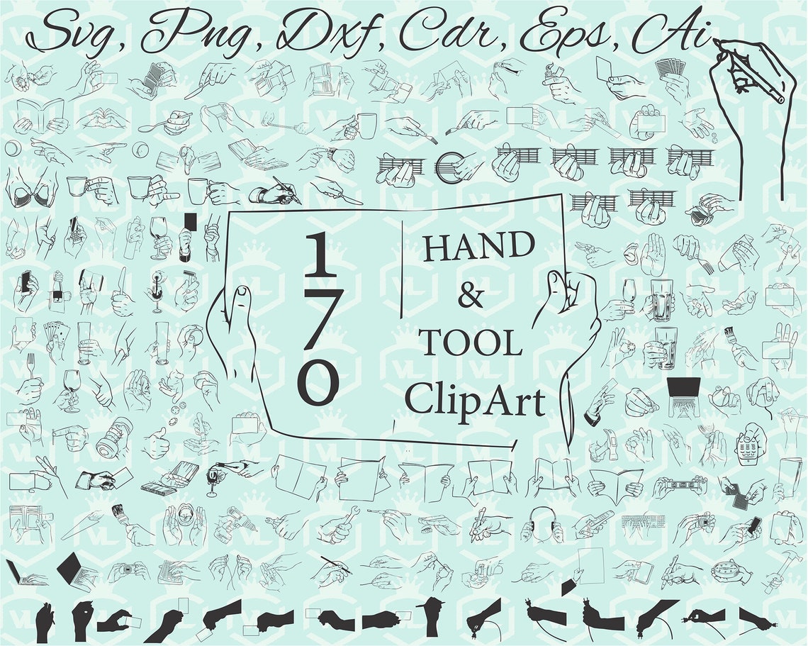 Outline Hand Holding Tool Clipart Hands Holding Book SVG PNG | Etsy