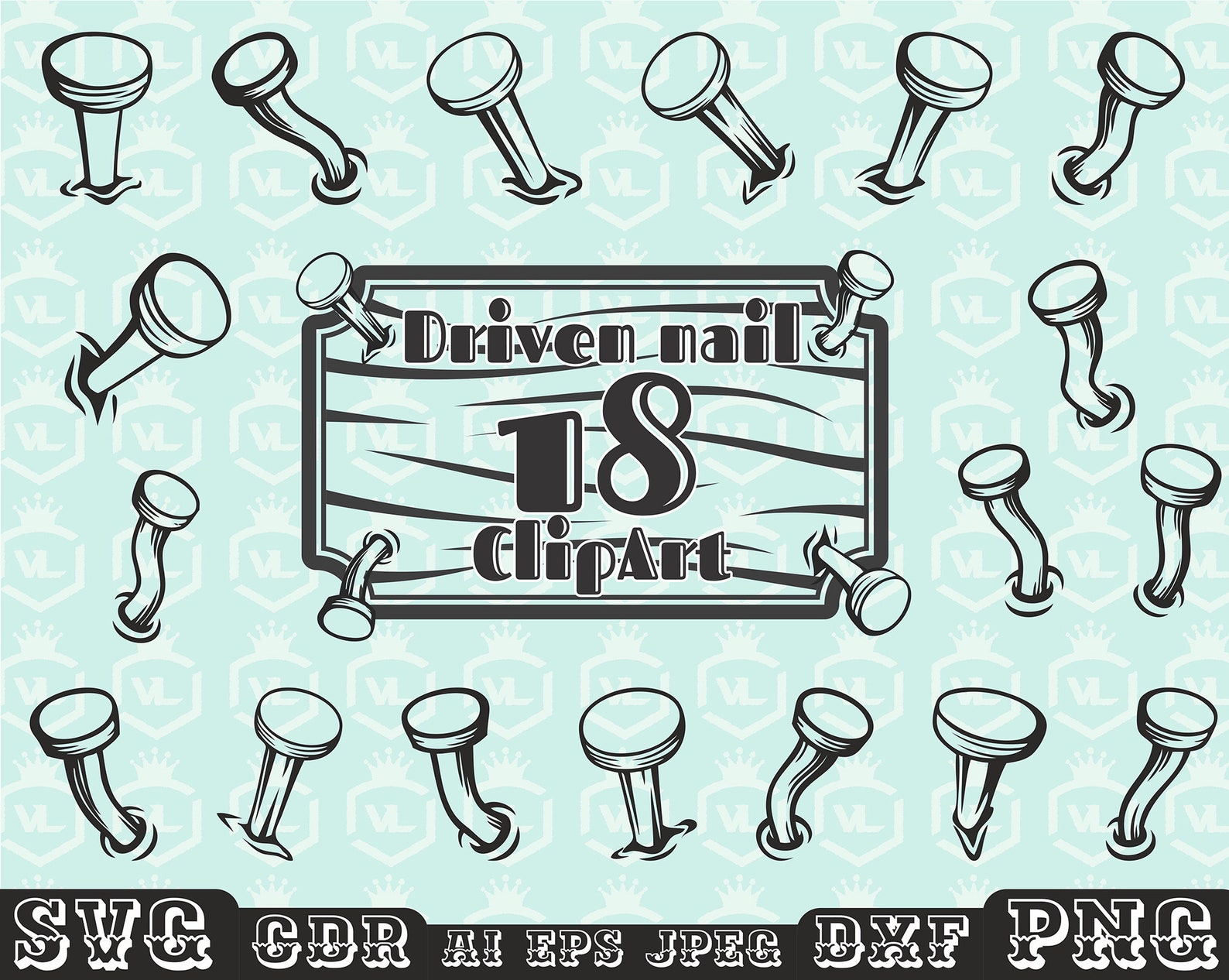 Hand Drawn Outline Metal Nail Clipart SVG, Hammer Mallet Iron Nail PNG ...