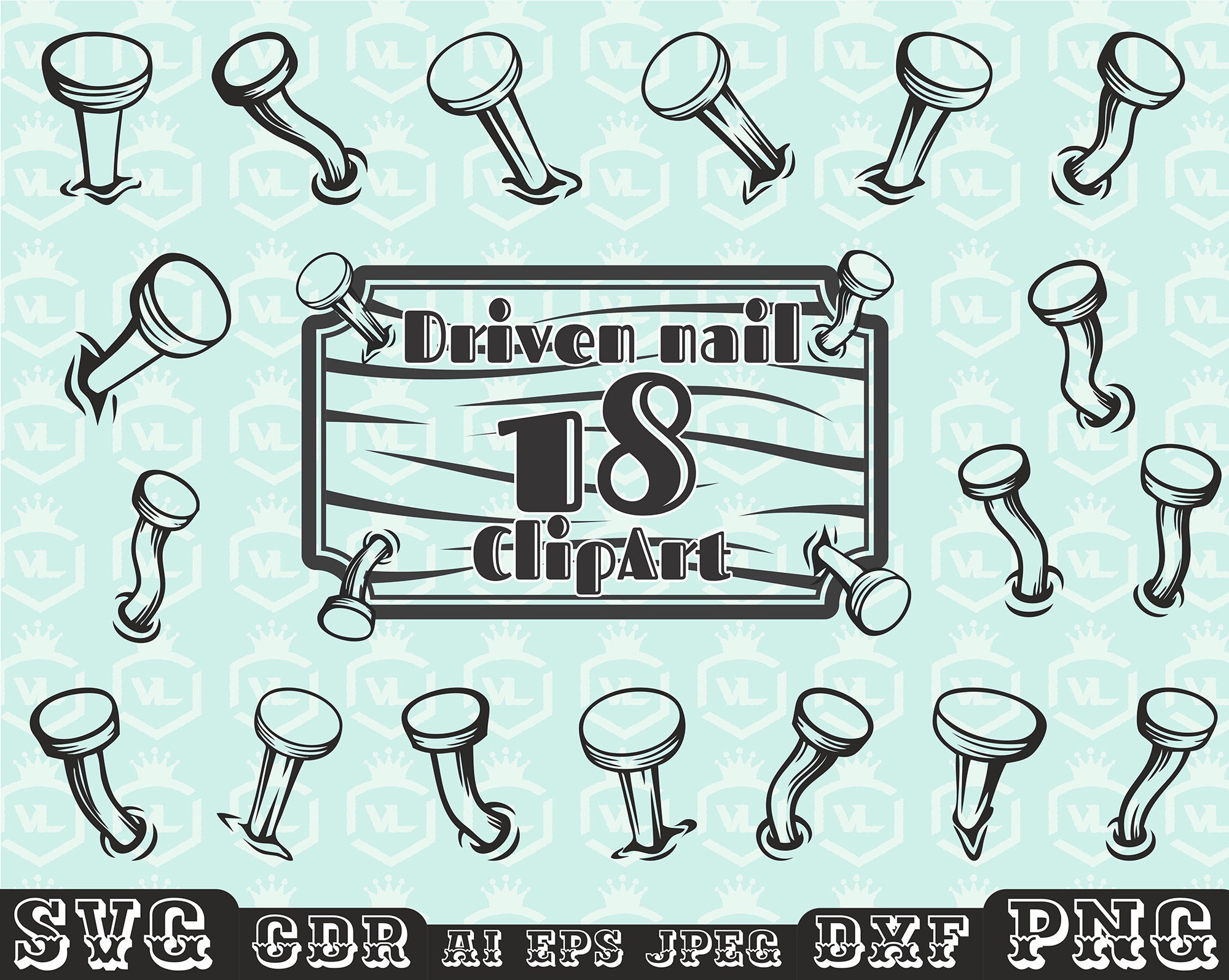 Hand Drawn Outline Metal Nail Clipart SVG, Hammer Mallet Iron Nail PNG ...