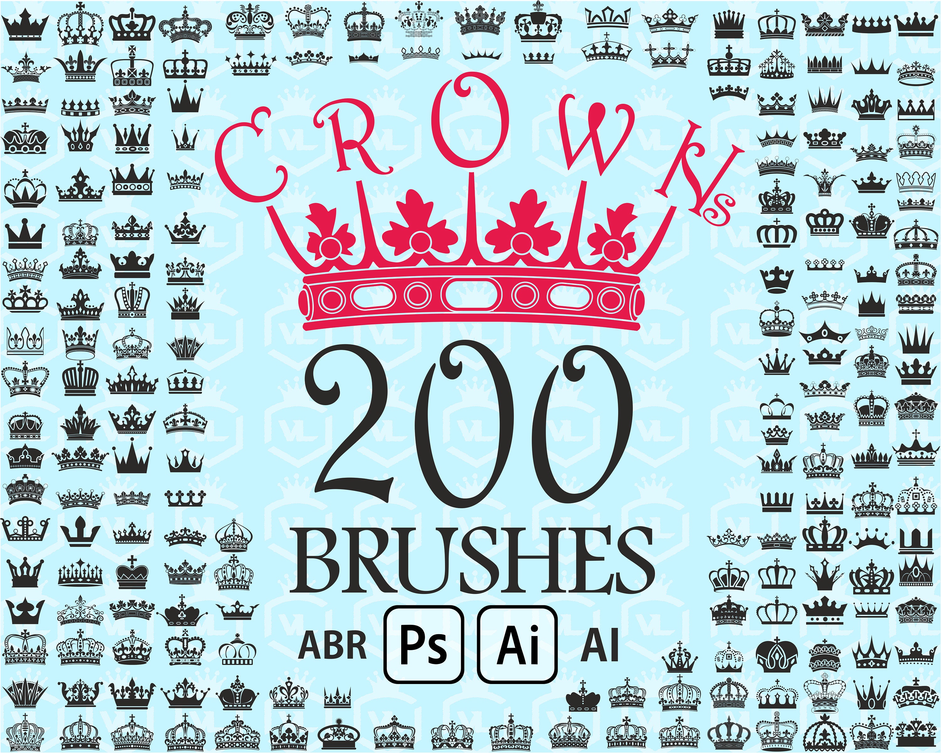 Queen Crown Bundle, Brushes for Photoshop and Illustrator, Princess ...