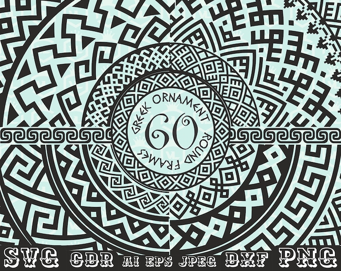Square Greek Key Frame Svg, Greek Wave Monogram Svg, Seamless Greek ...