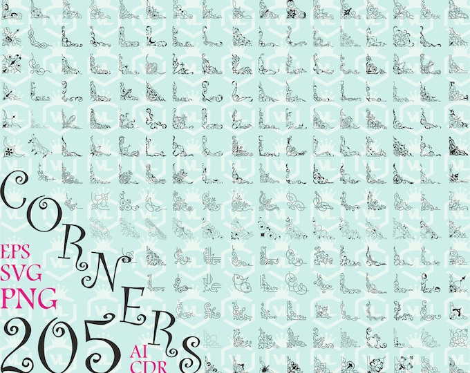 Corner Design Svg Cutting Clipart, Corner Design Svg Bundle, Corner ...
