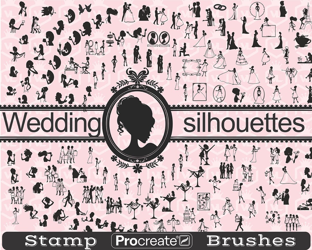 Wedding Silhouette Procreate Stamp Brushes, Engagement Stamp Brushset ...