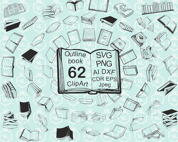 Outline Book Clipart SVG Doodle Hand Drawn Cartoon Book Svg - Etsy UK