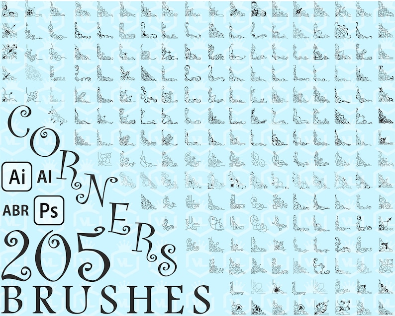 Page Corner Bundle, Brushes for Photoshop and Illustrator, Digital Page ...