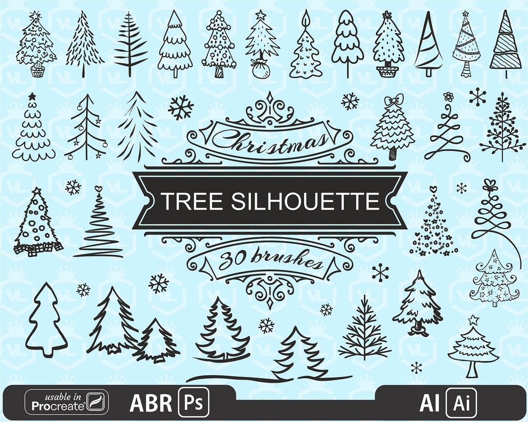 Christmas Tree Brushes for Photoshop ( Usable in Procreate 5 ) and ...
