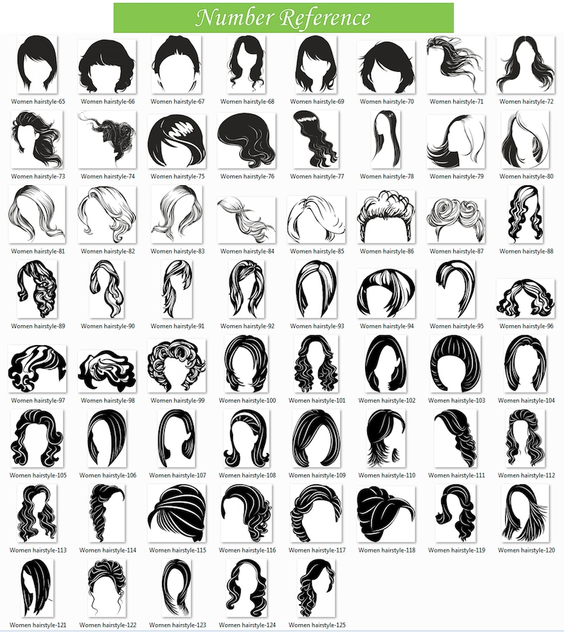 Women Hairstyle Clipart Pack SVG Ai PNG Cdr Eps DXF, Lady Hair Cut Girl ...