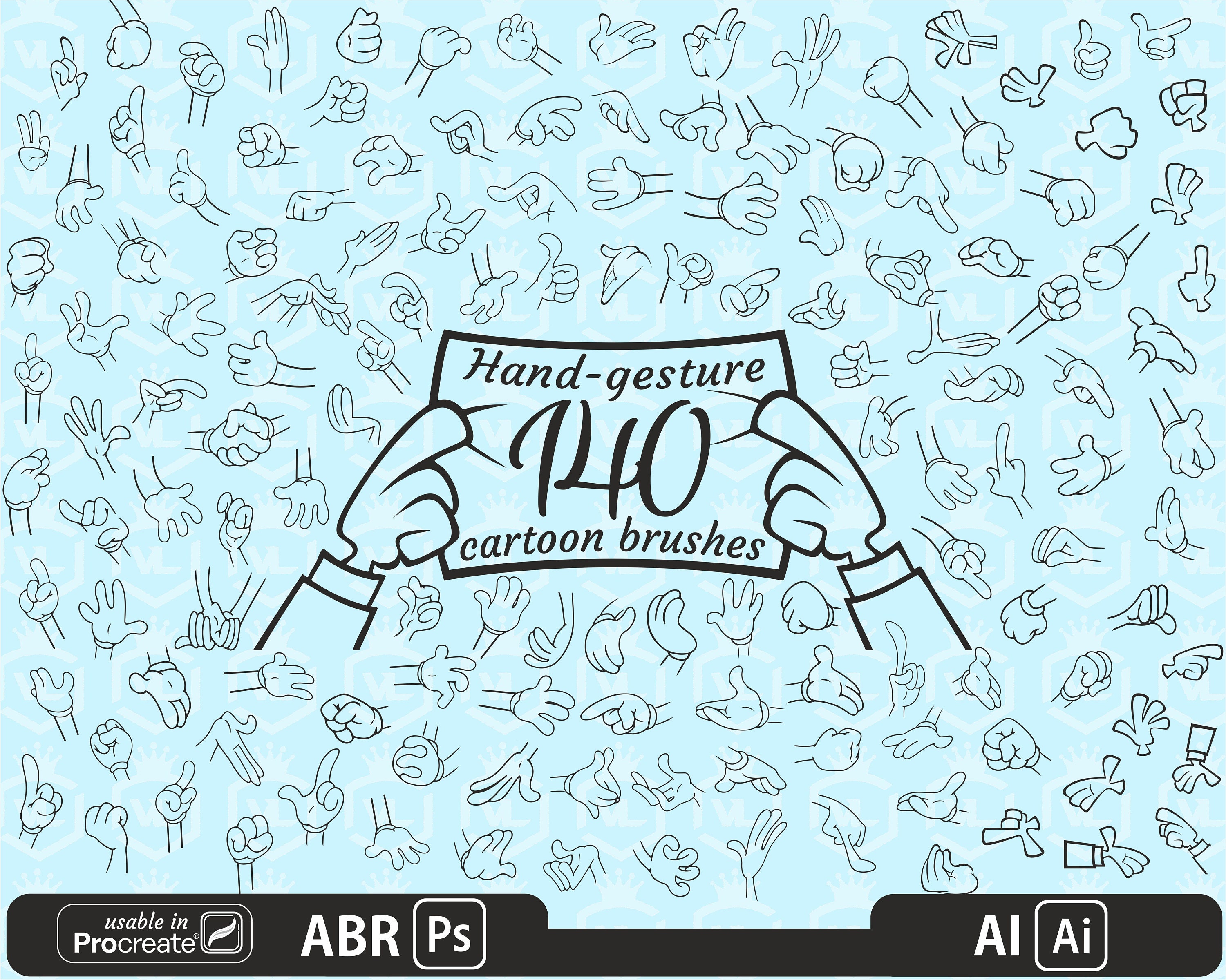 Outline Doodle Hand Gesture Brush for Photoshop Usable in - Etsy